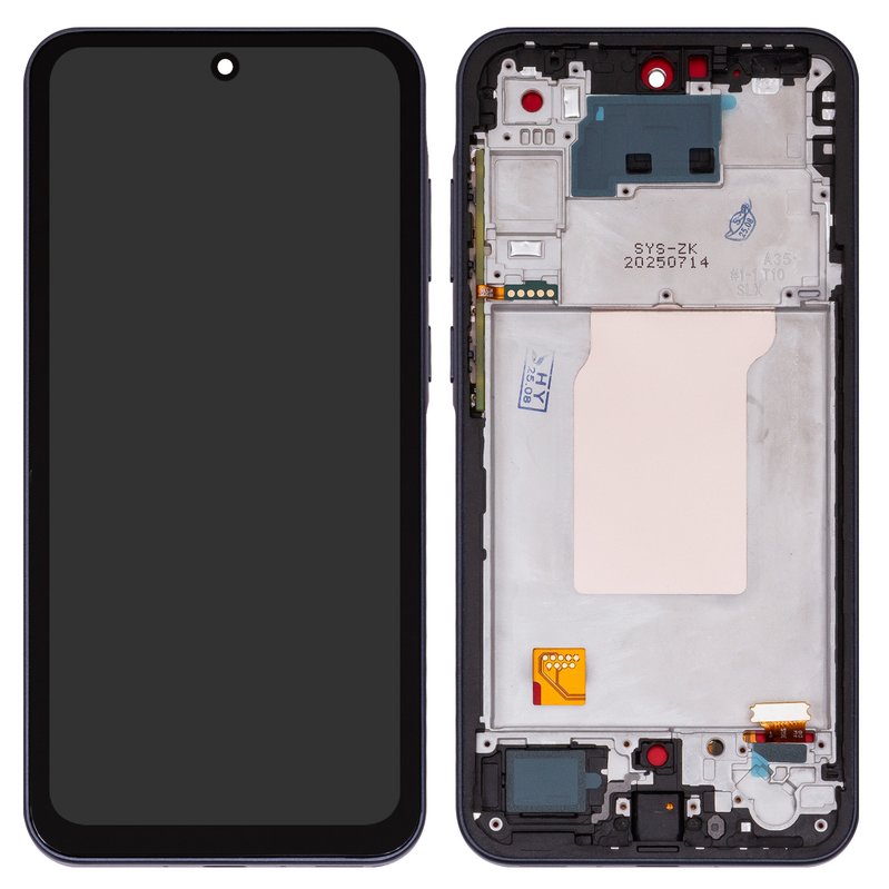 LCD compatible with Samsung A356 Galaxy A35 5G, (dark blue, with frame ...